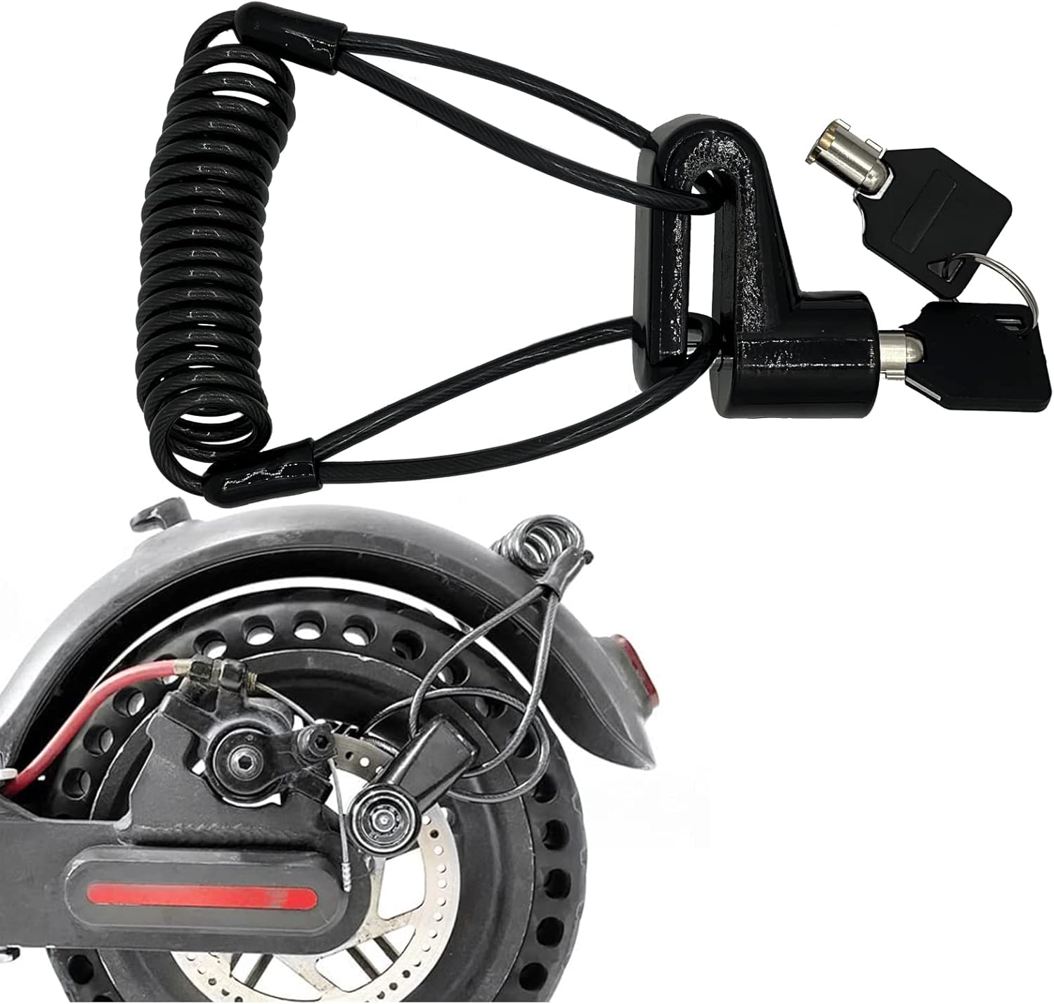 Candado antirrobo negro con bloqueo de disco y cable | Accesorio de ...