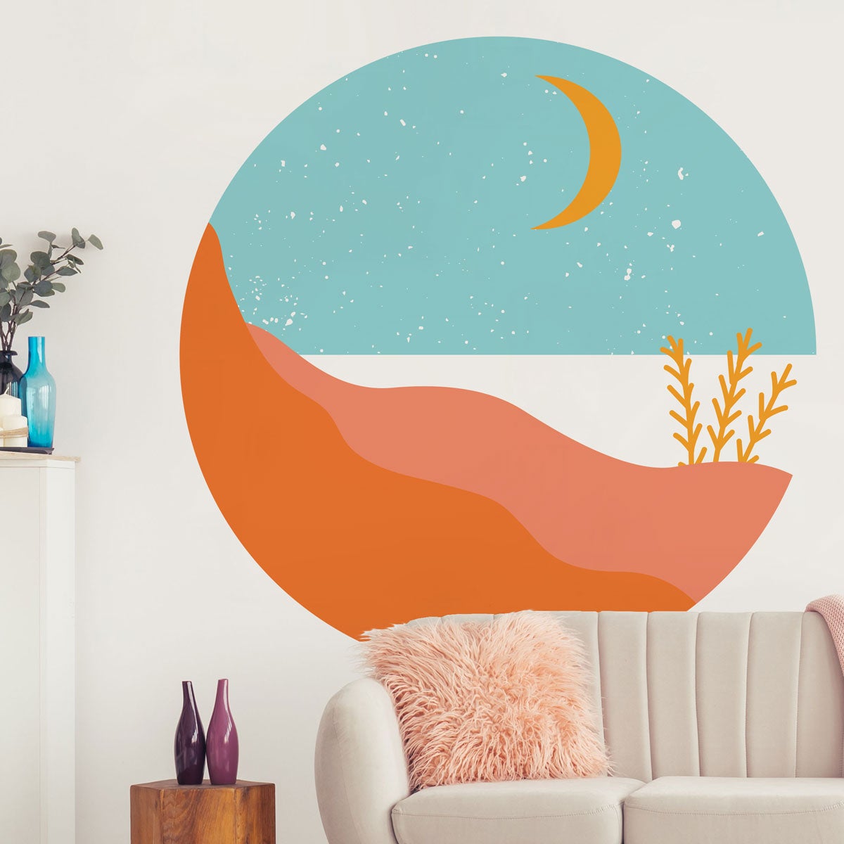 Carta da parati preincollata rotondo cielo blu mare - Sticker adesivo ...