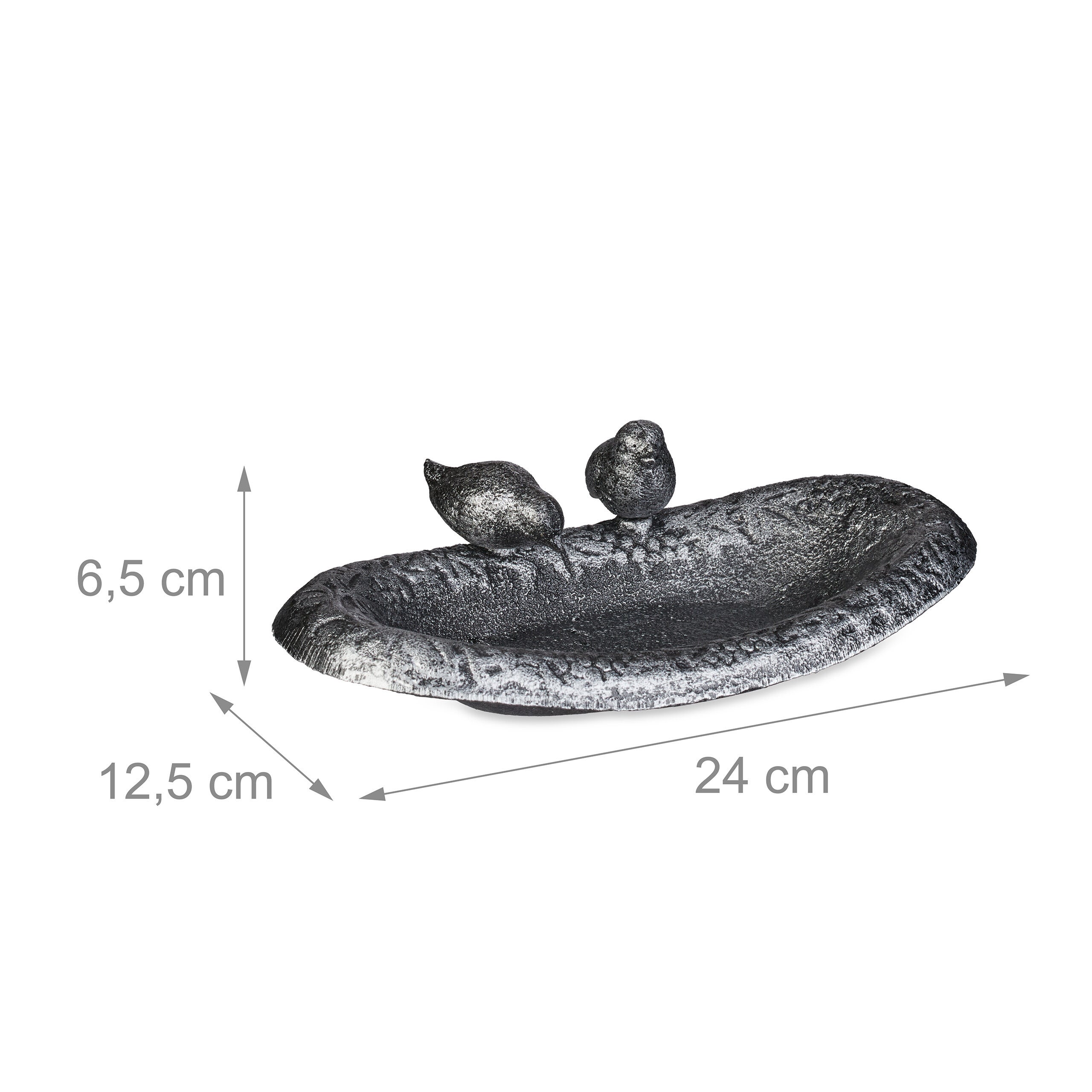 Relaxdays Bain d'oiseaux en fonte de fer, décoration pour le jardin, H ...