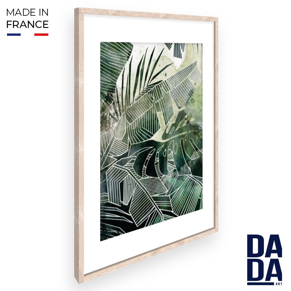 Image encadrée avec cadre CHÊNE / 30x40cm / Feuillage élégant / Créé et ...