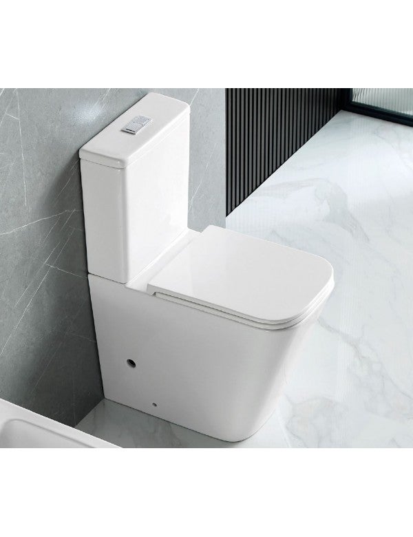 Ensemble Cuvette WC sans bride Rimless à poser SEAN - avec abattant et ...
