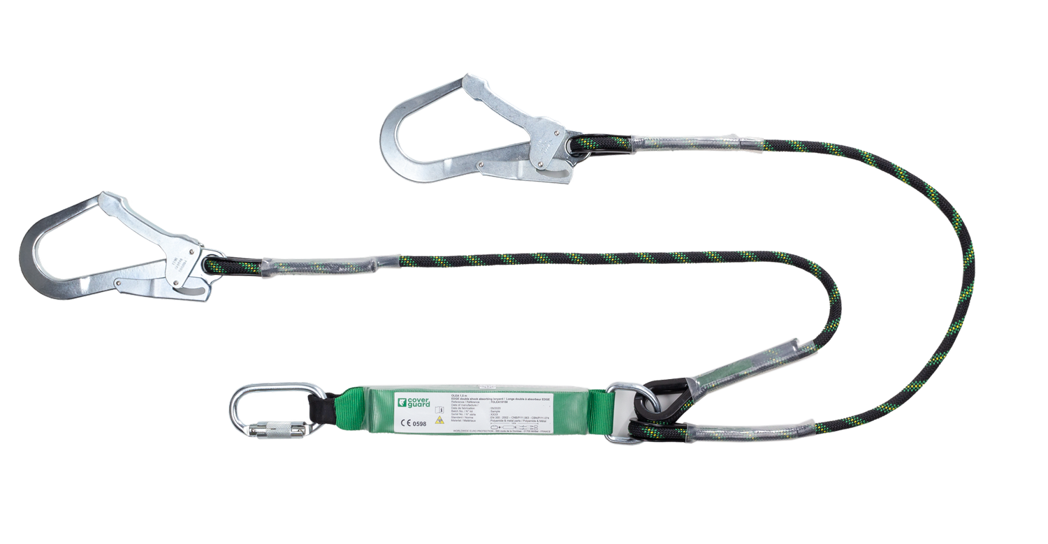 Longe double à absorbeur EDGE corde tressée avec 2 connecteurs acier ...