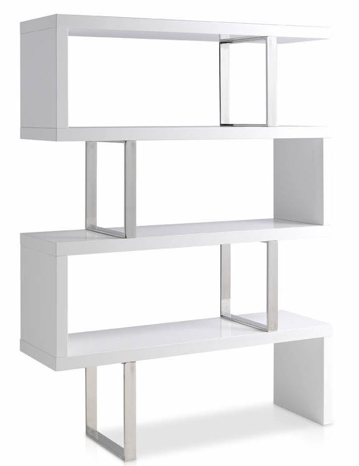 Étagère design bois laqué et acier inoxydable Lony-Couleur Pierre ...