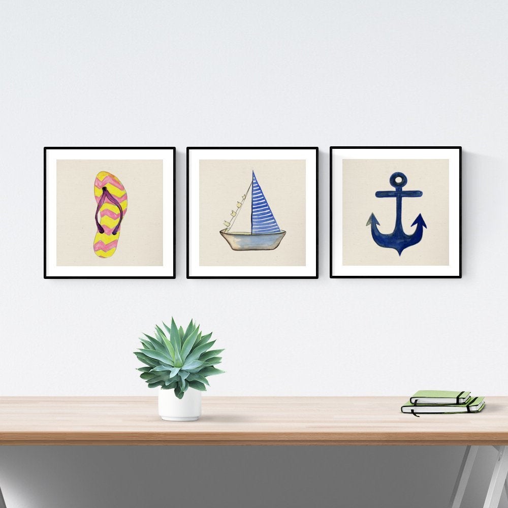 Pack De Láminas Para Enmarcar Día De Playa Posters Cuadrados Con ...