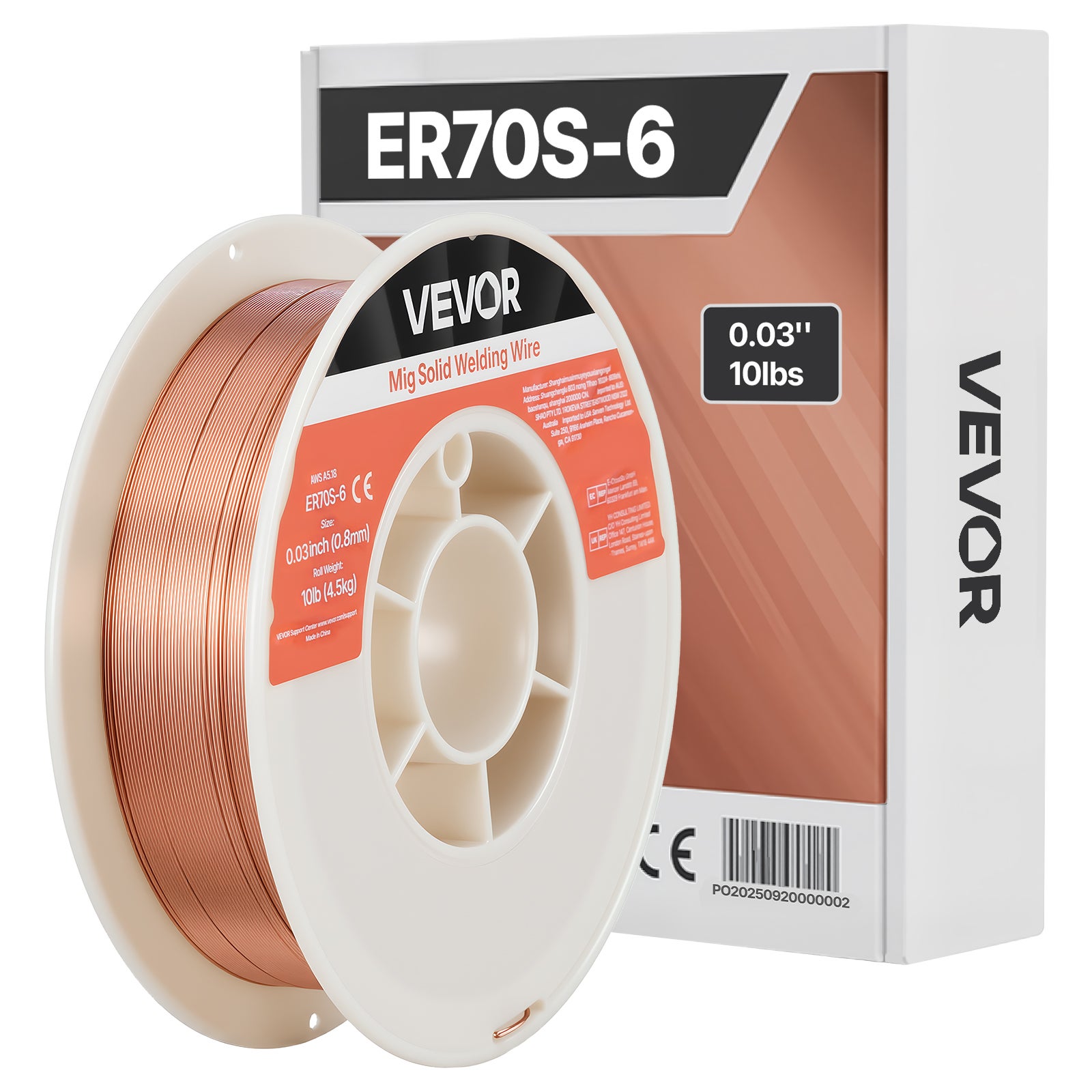 MIG VEVOR Hilo Sólido 0,8 mm 4,5 kg por, para soldadura con gas ...