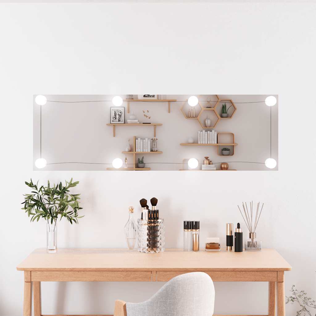 Espejo de pared con luces LED, 30x100 cm, cristal rectangular | Leroy ...