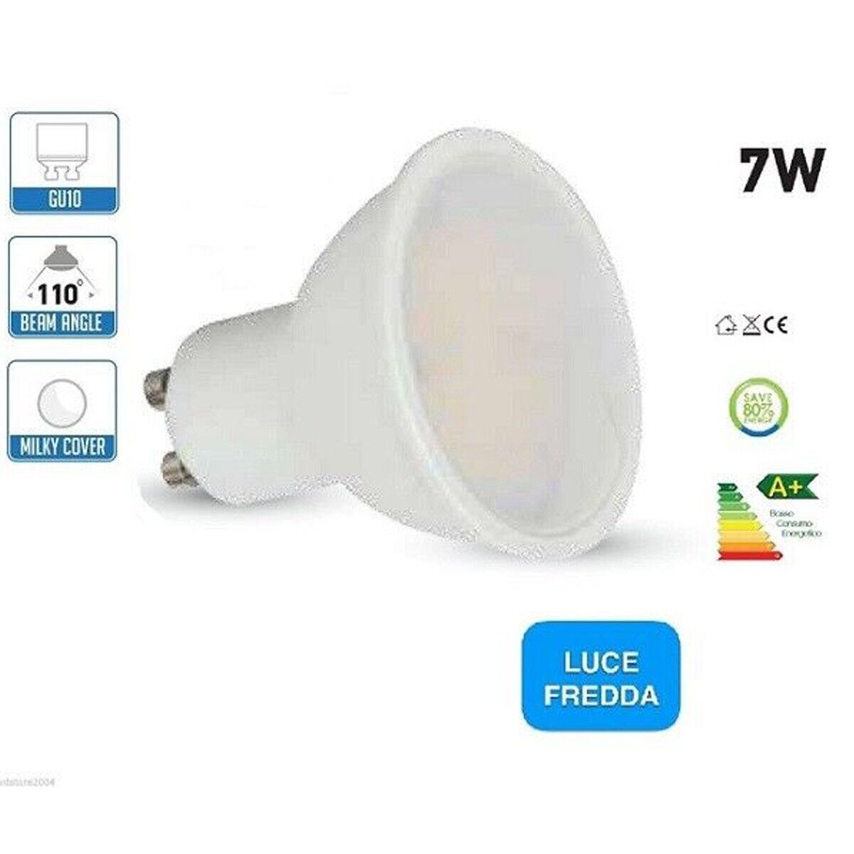 BOMBILLA LED FOCO EMPOTRAR GU10 7W FOCO LUZ BLANCA FRÍA 6000K | Leroy Merlin