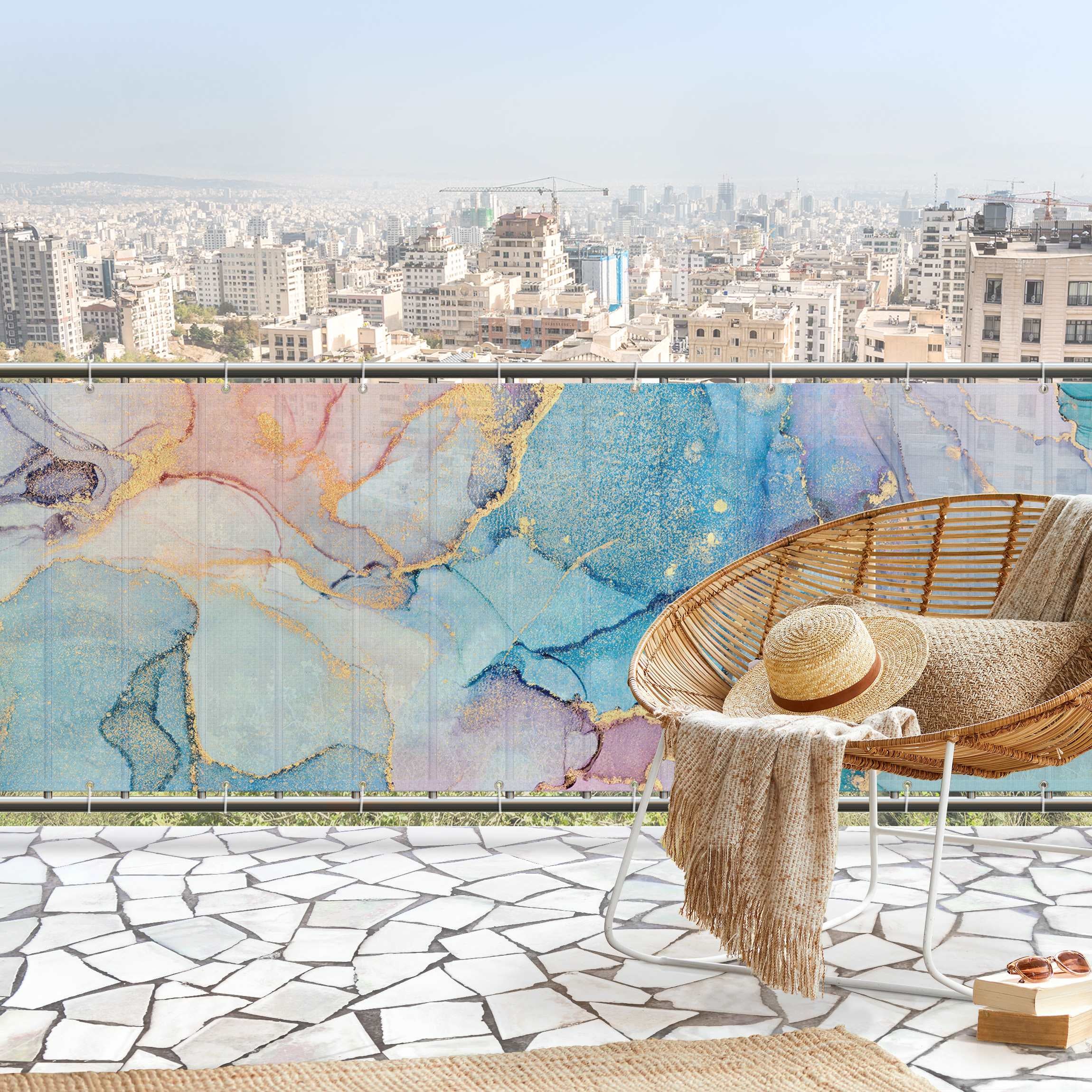 Pantalla de privacidad para balcón - Watercolour Pastel Colourful With ...