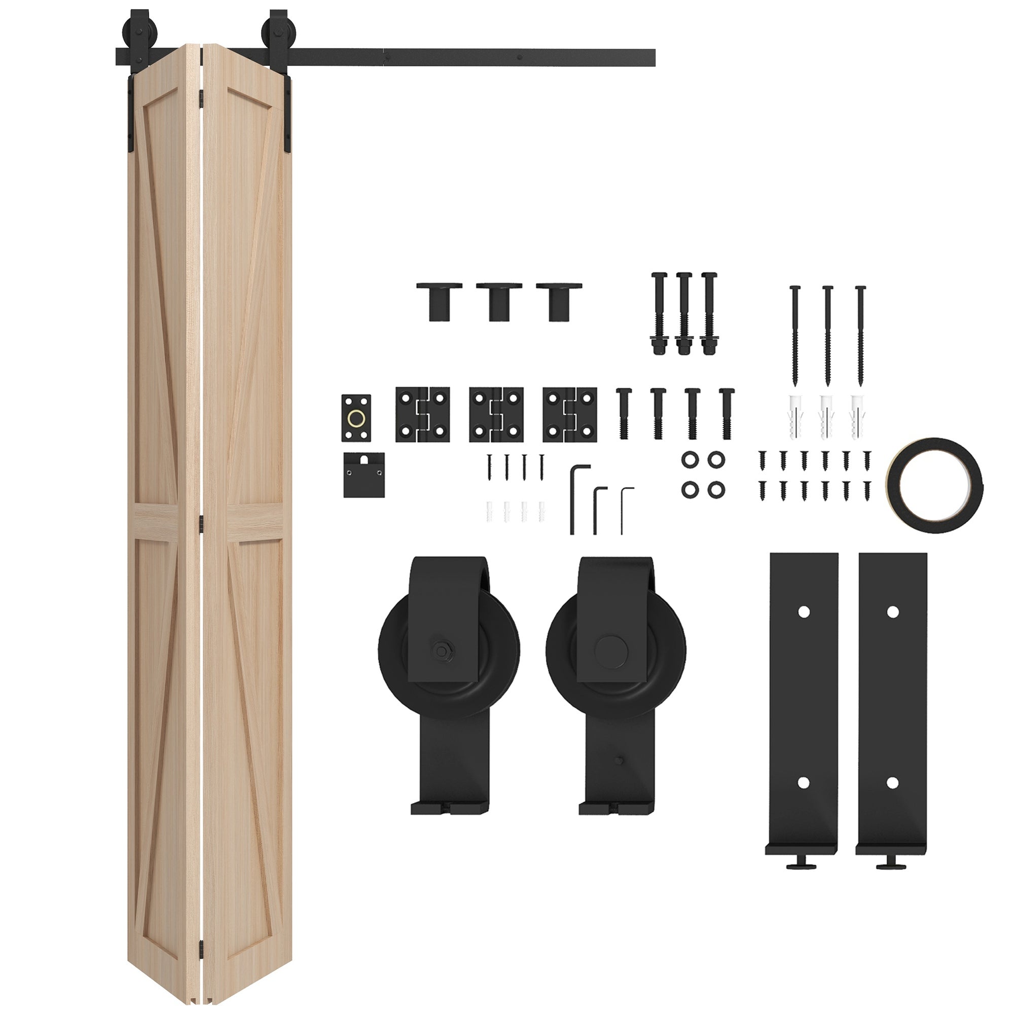 Kit de herrajes para puerta corredera plegable de 122 cm, kit de riel ...