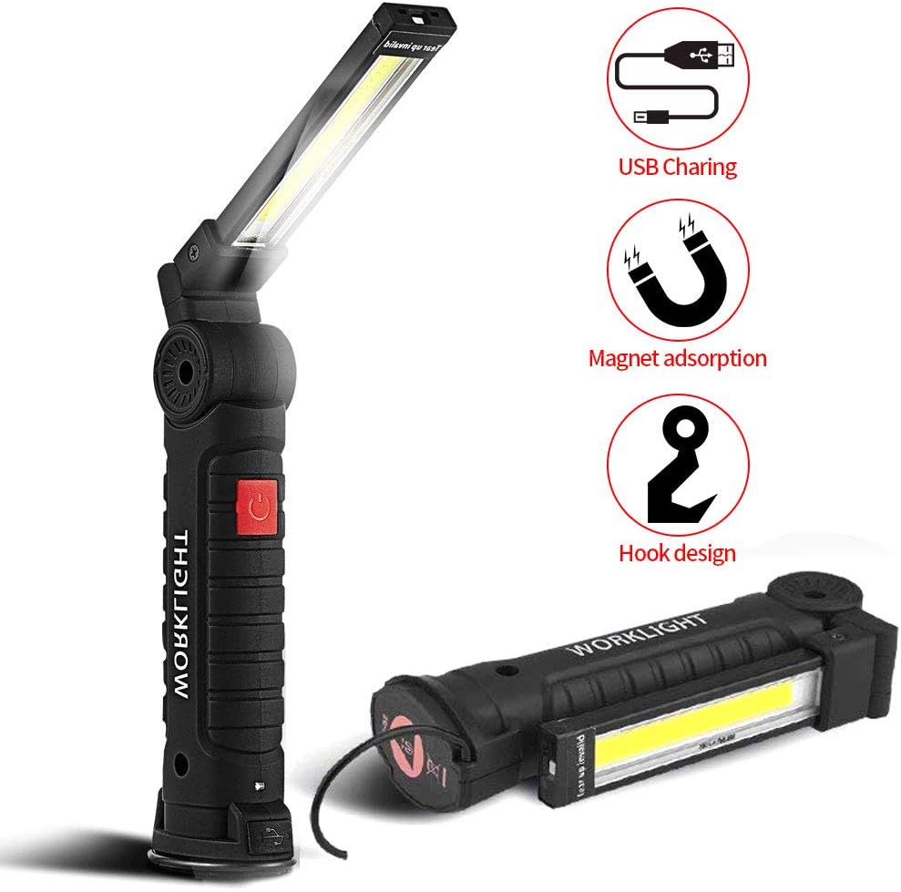 Lámpara de trabajo COB recargable, linterna de taller, base magnética ...