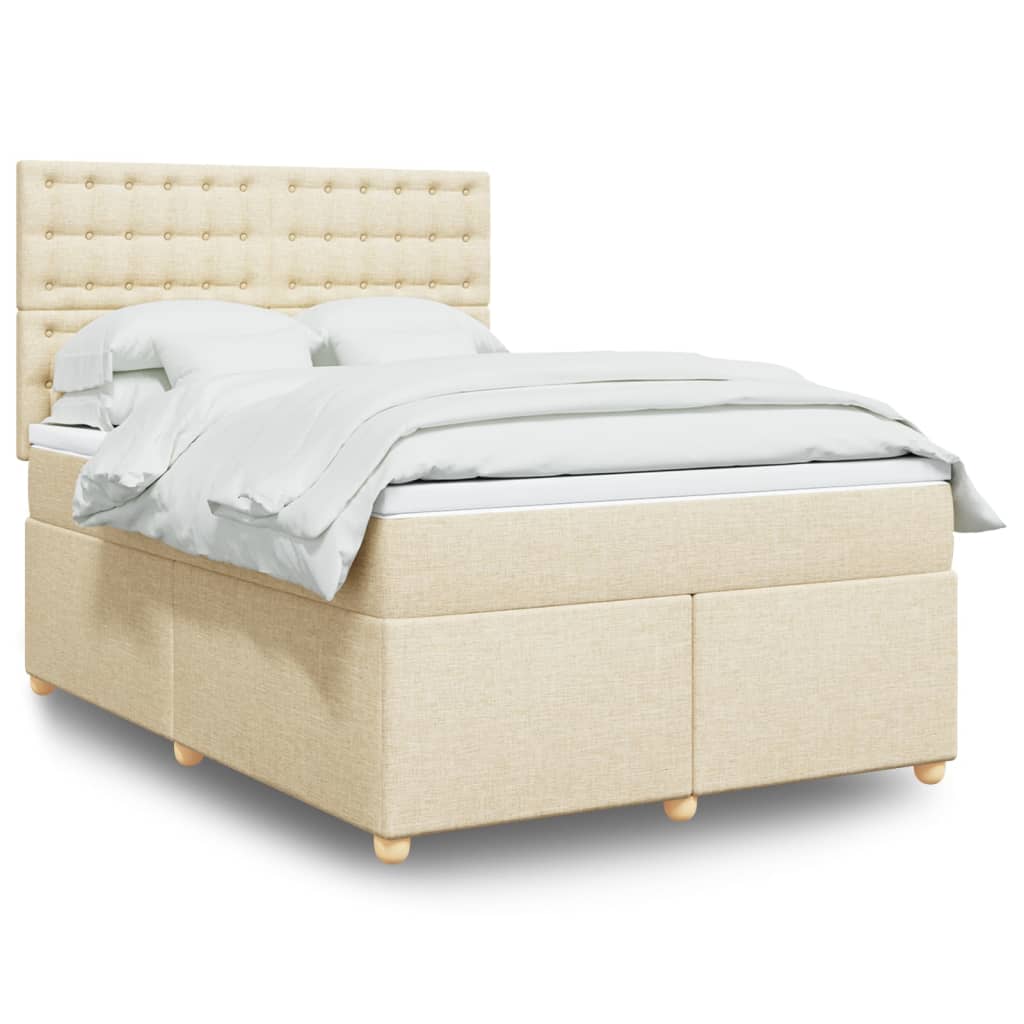 Maison Exclusive - Cama box spring con colchón tela color crema 140x200 ...
