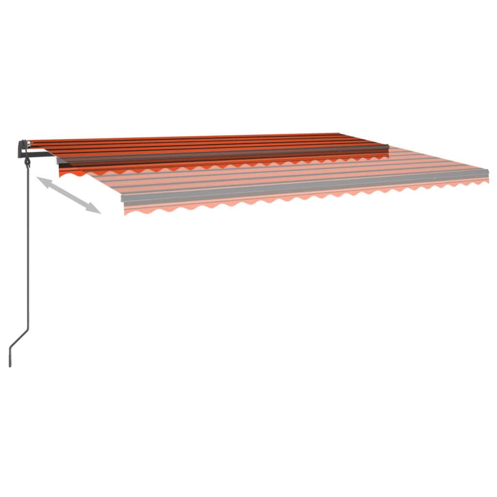 Store banne rétractable automatique avec poteaux orange et marron 5x3 m ...