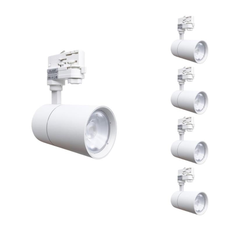 Spot LED sur Rail 30W 80° Triphasé Blanc (Pack de 5) - Blanc Neutre ...