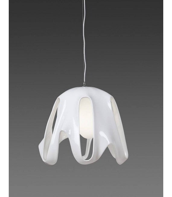 Suspension Phantom 1 Ampoule E27, blanc brillant/verre blanc dépoli ...