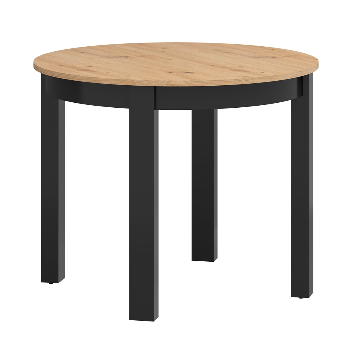 Table à manger ronde extensible 2 à 8 places Yori Noir et Bois | Leroy ...