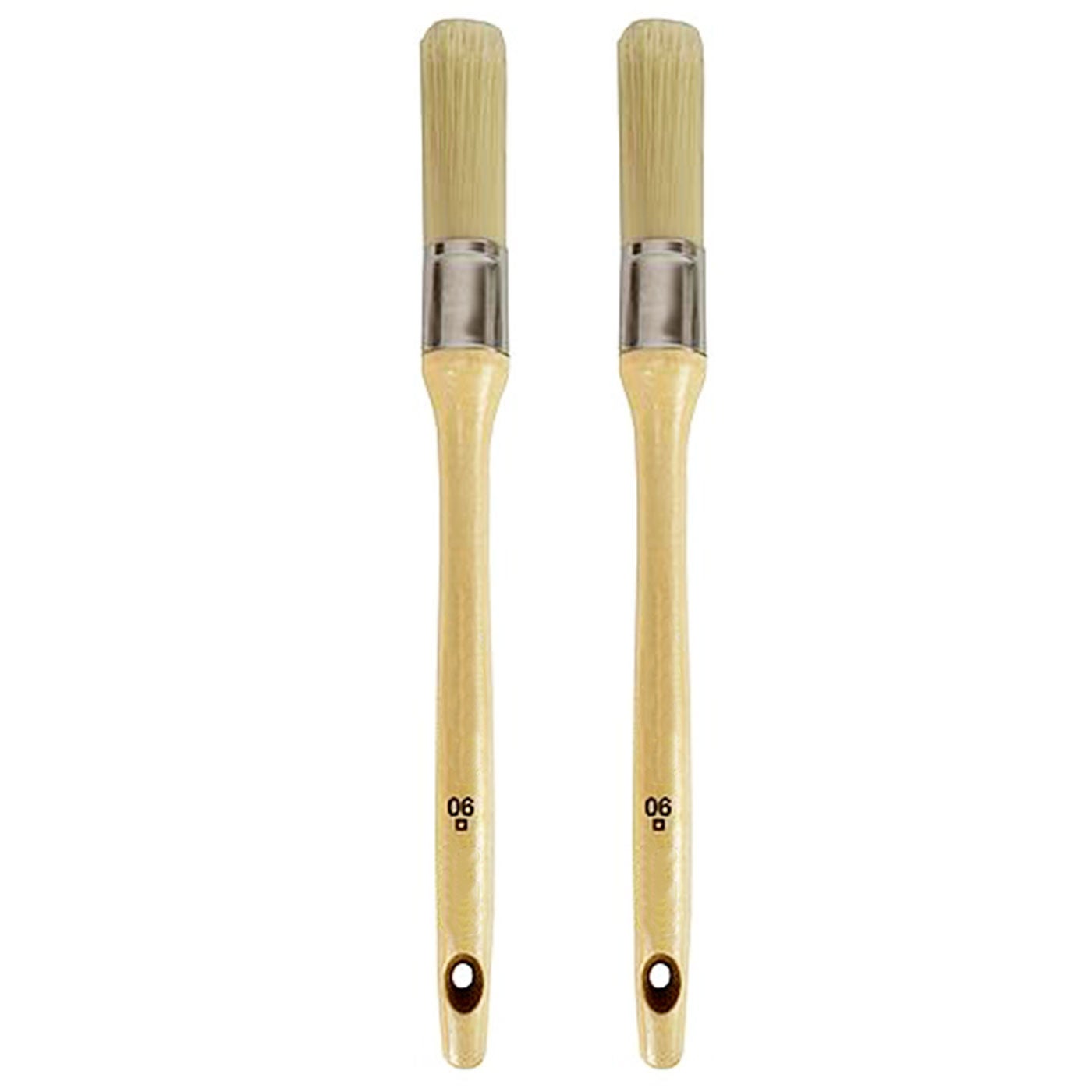 Pack de 2 brochas redondas para pintar, Nº 6, mango de madera y cerdas ...
