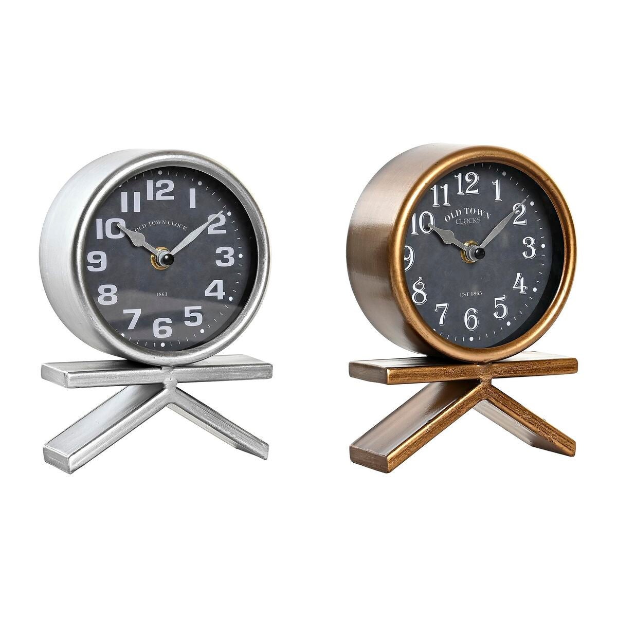 Horloge de table DKD Home Decor Argenté Doré Fer Loft (13 x 6 x 19 cm ...