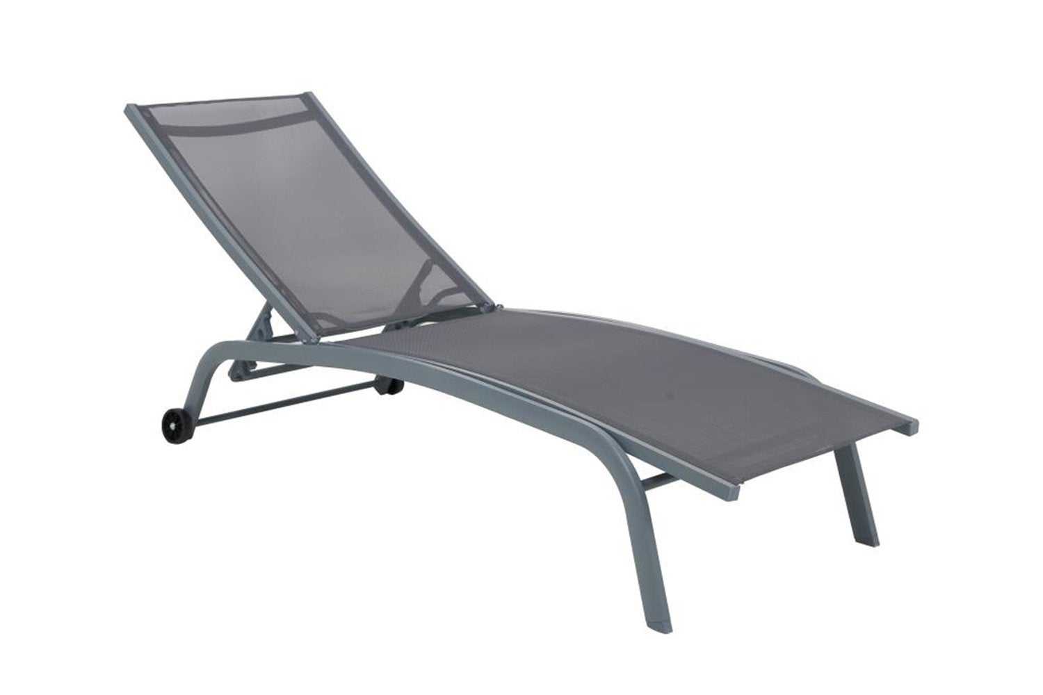 Transat aluminium textilène 187,5x64x97 roulettes grises | Leroy Merlin