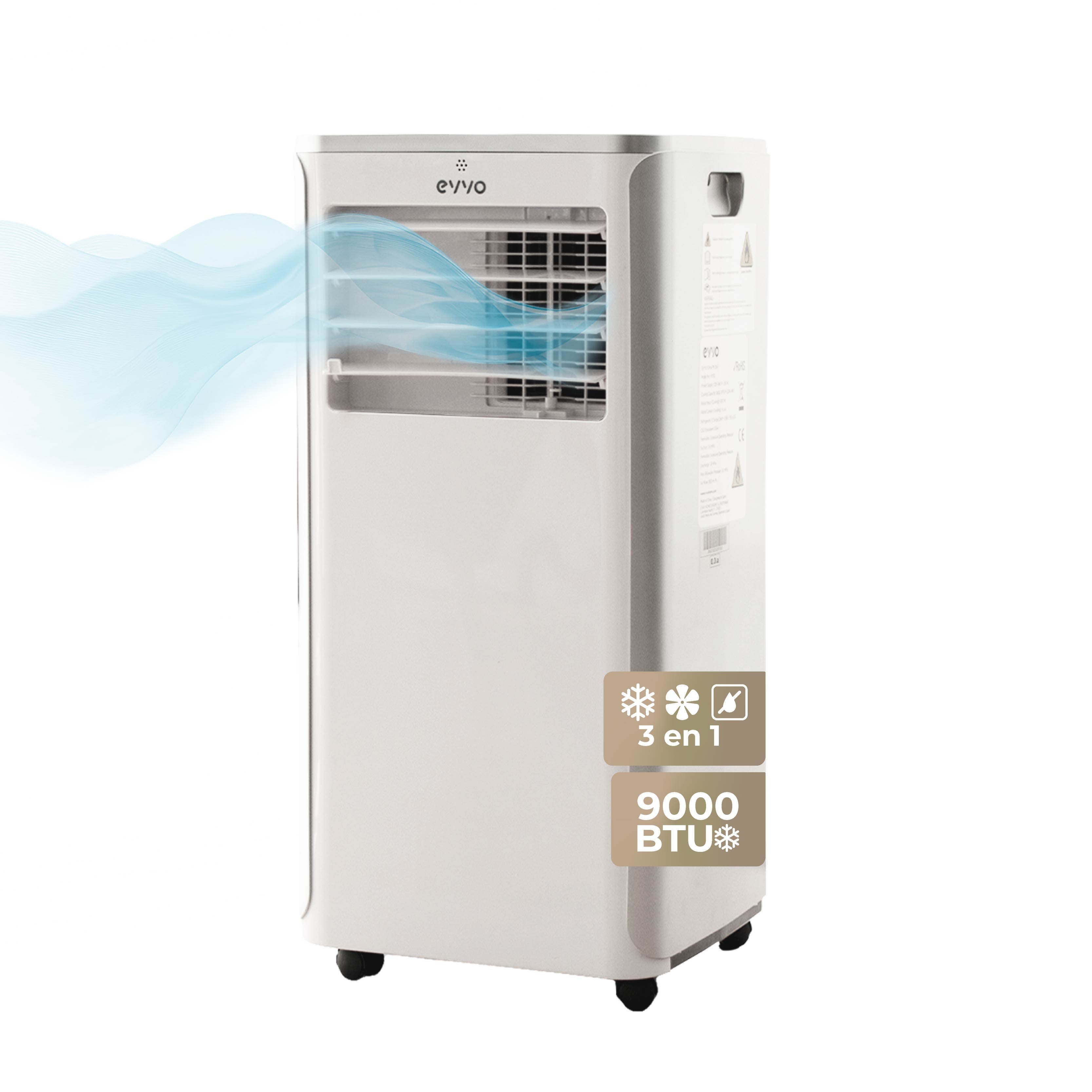 EVVO Aire Acondicionado Portatil 3 in 1 Clima P9, silencioso, 9.000 BTU ...