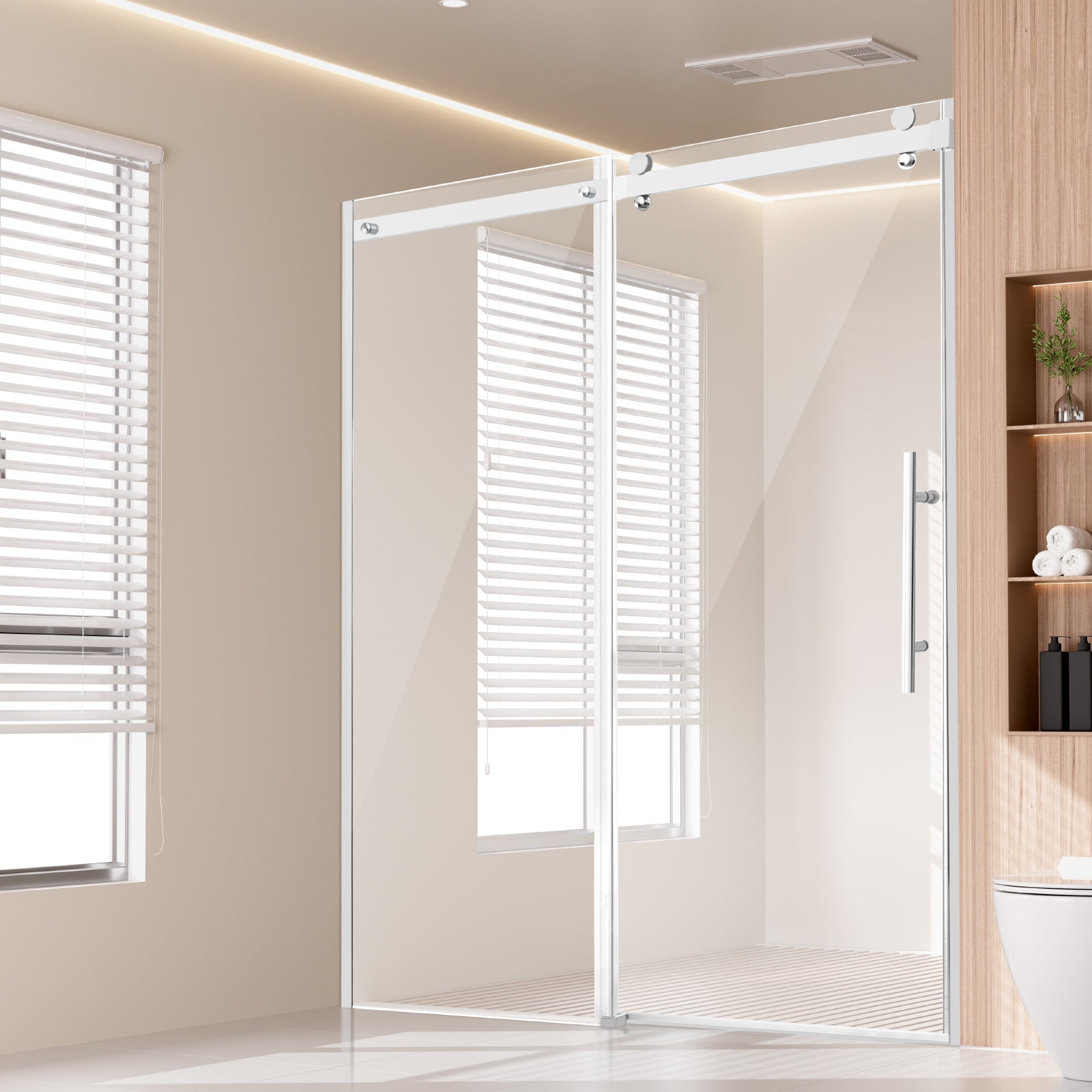 VEVOR Puerta ducha sin marco, 58-59" ancho x 75" de alto, puerta ...