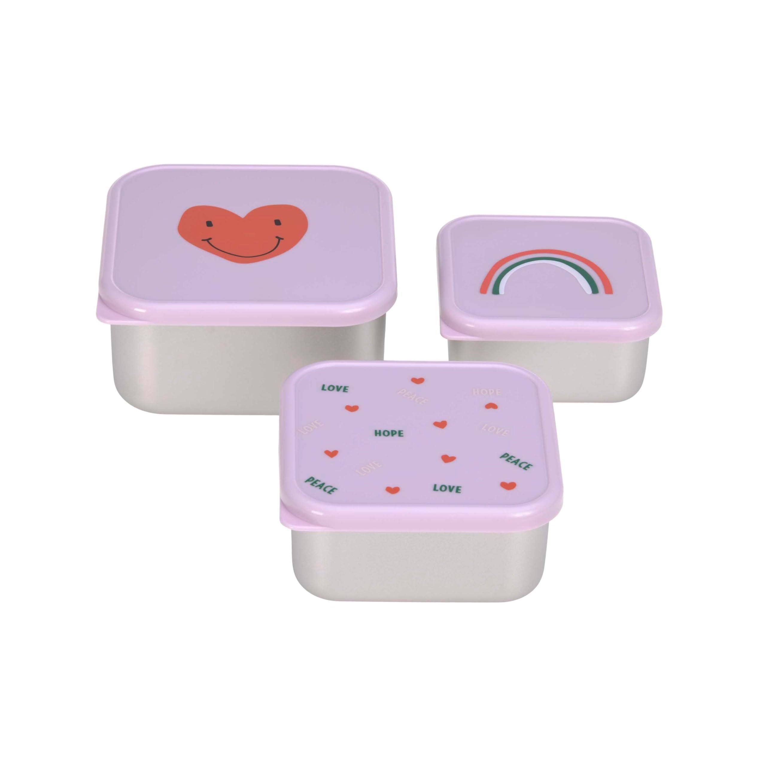 LÄSSIG Snack Box Kids Set di 3 scatole per il pranzo in acciaio ...