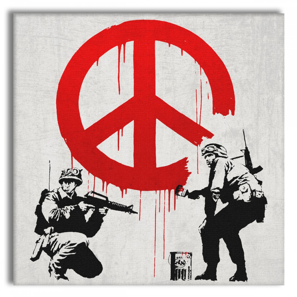 BANKSY - CND SOLDIERS - Tableau Toile Sur Châssis Bois 100x100 cm | Leroy Merlin