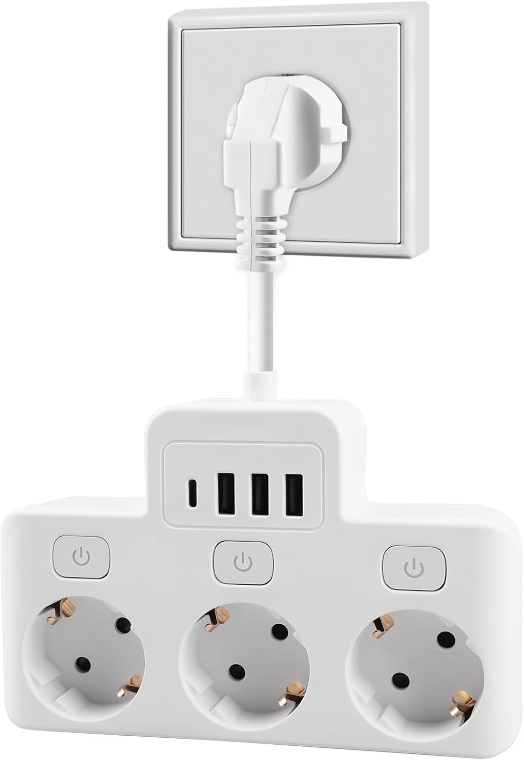 Regleta de 3 tomas - 4000 W - 16 A - USB - Regleta con 3 puertos USB ...