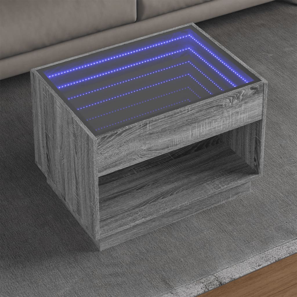 Table basse avec LED infini sonoma gris 70x50x50 cm | Leroy Merlin