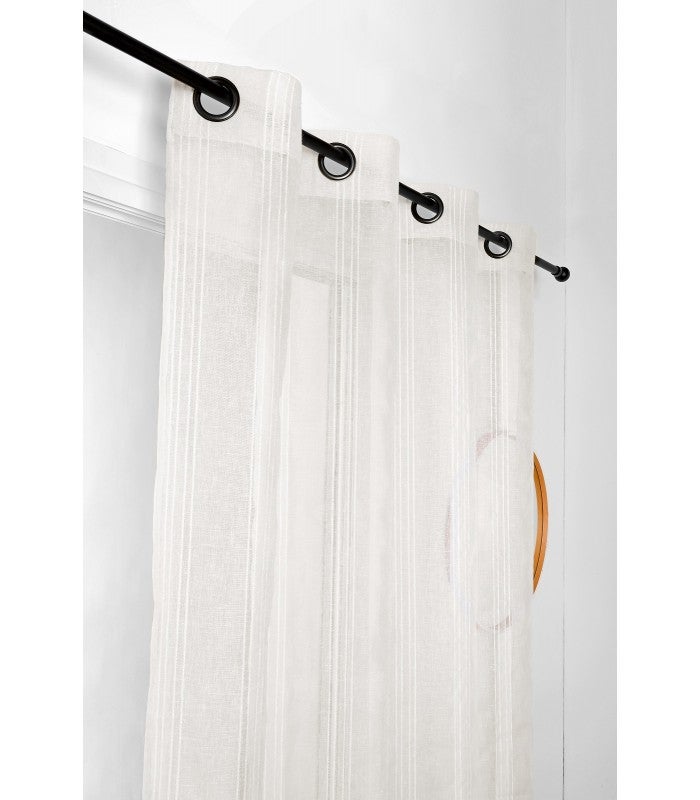 Voilage Rayures Verticales - 145x260cm - Ecru | Leroy Merlin