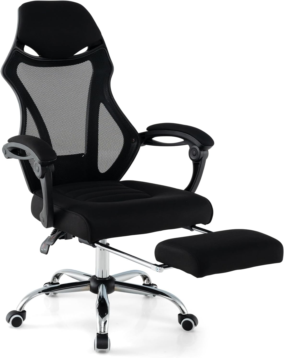 COSTWAY Chaise de Bureau Ergonomique en Maille avec Repose-Pieds ...