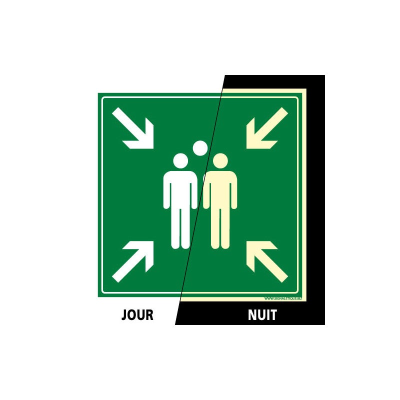 PANNEAU POINT DE RASSEMBLEMENT PHOTOLUMINESCENT (B0055 125 x 125 mm ...