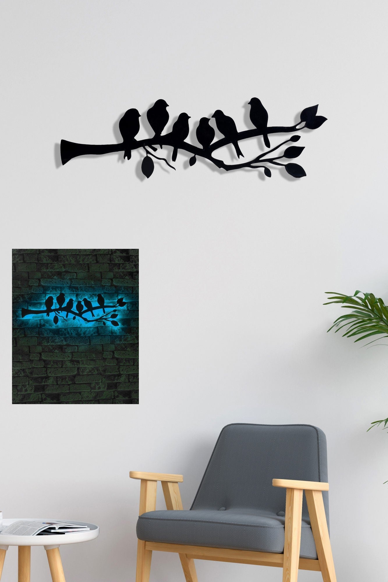 Iluminación LED decorativa Birds azul 25x75 cm | Leroy Merlin
