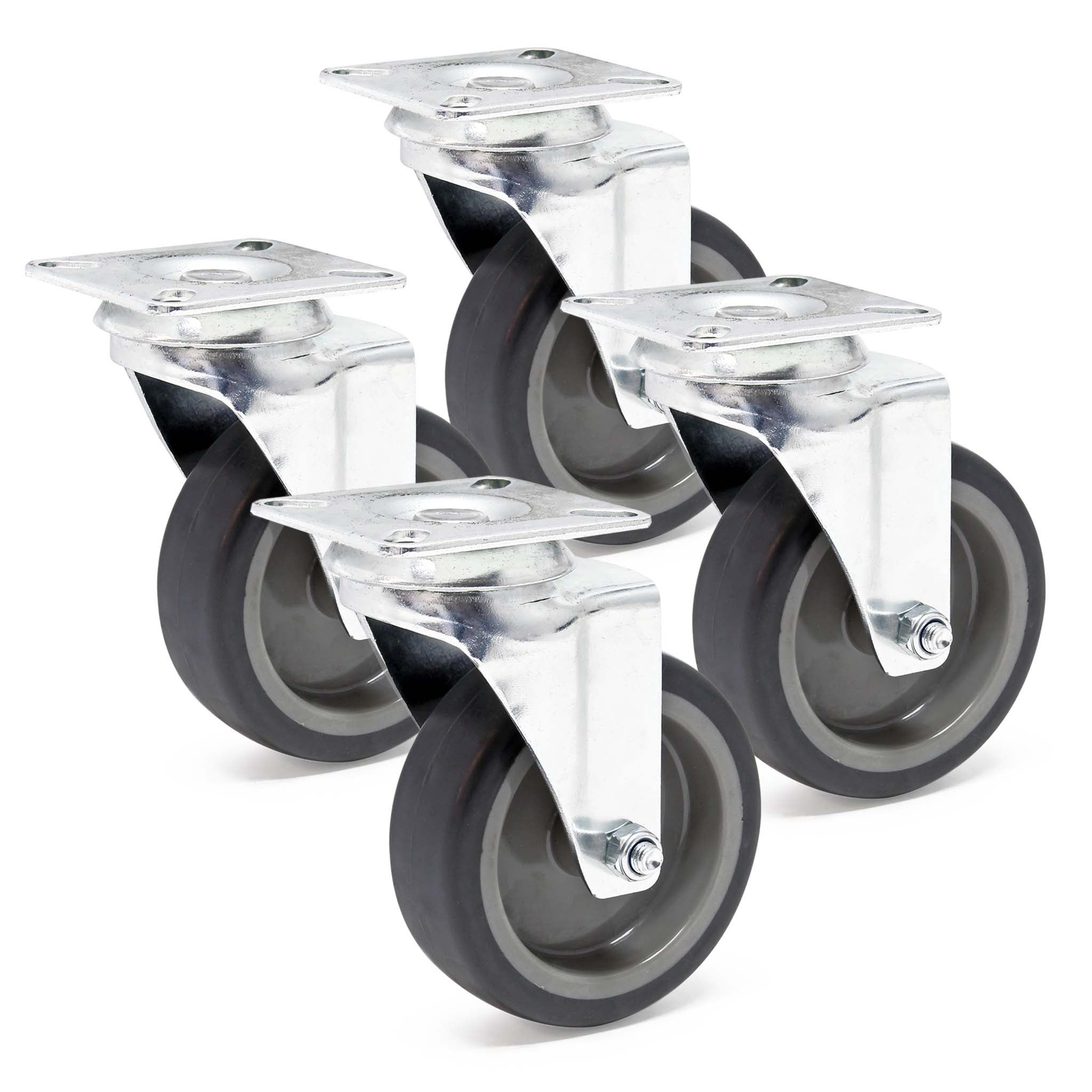 Wiltec Jeu 4x Roulette pivotante en caoutchouc – Ø 100 mm – Capacité de ...