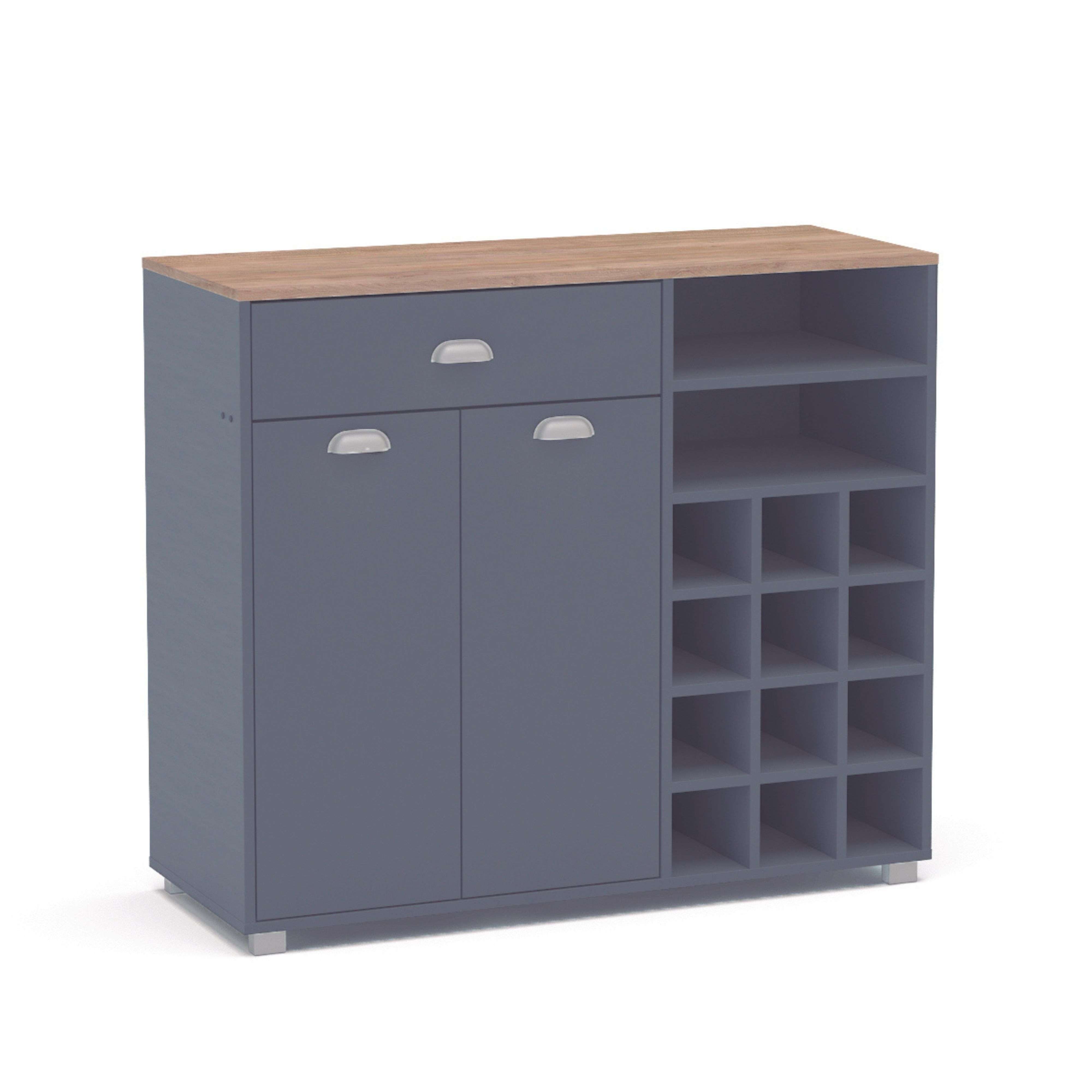 Asfeld Buffet Cocina Botellero Color Gris Grafito Mueble Auxiliar ...