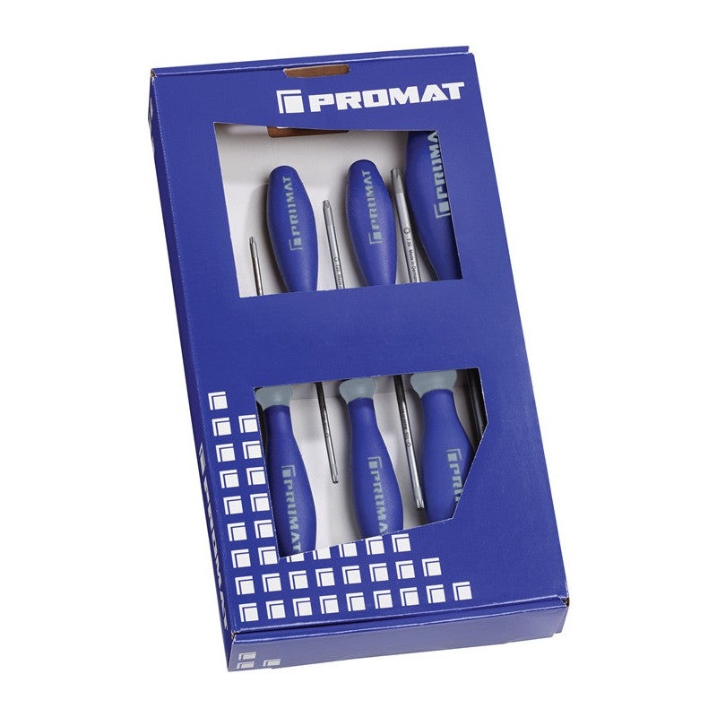 Jeu de tournevis 6 pièces TORX poignée 3 composants lame ronde PROMAT ...