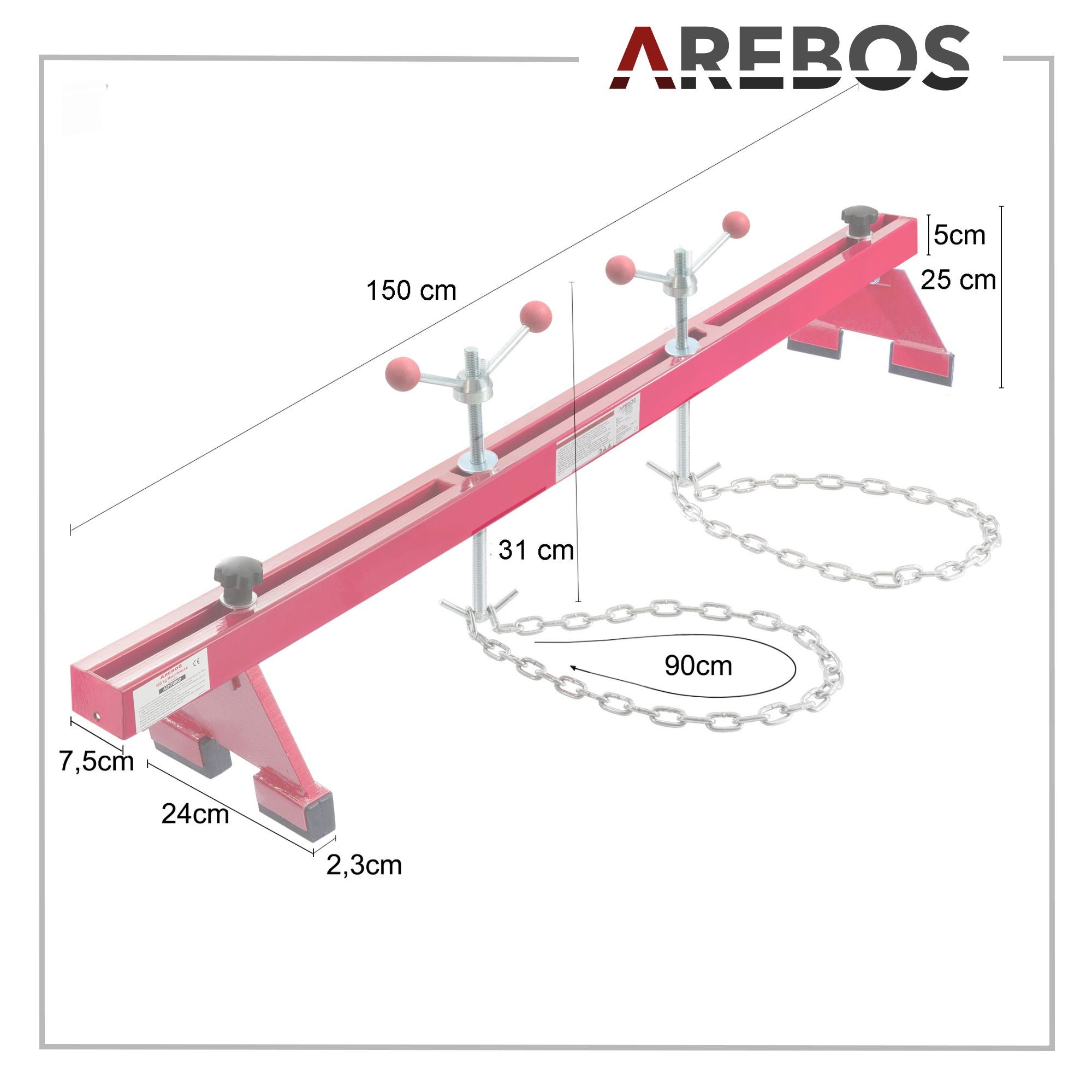 AREBOS Pont Moteur 500kg [730-1480mm] Traverse d'aile Levage Moteur ...