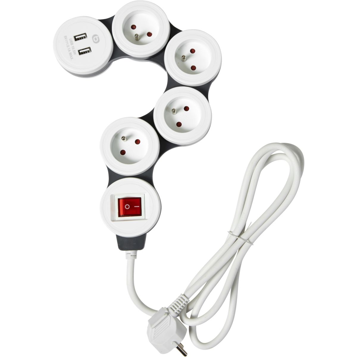 Multiprise ESSENTIELB rotative 4 prises + 2 USB | Leroy Merlin