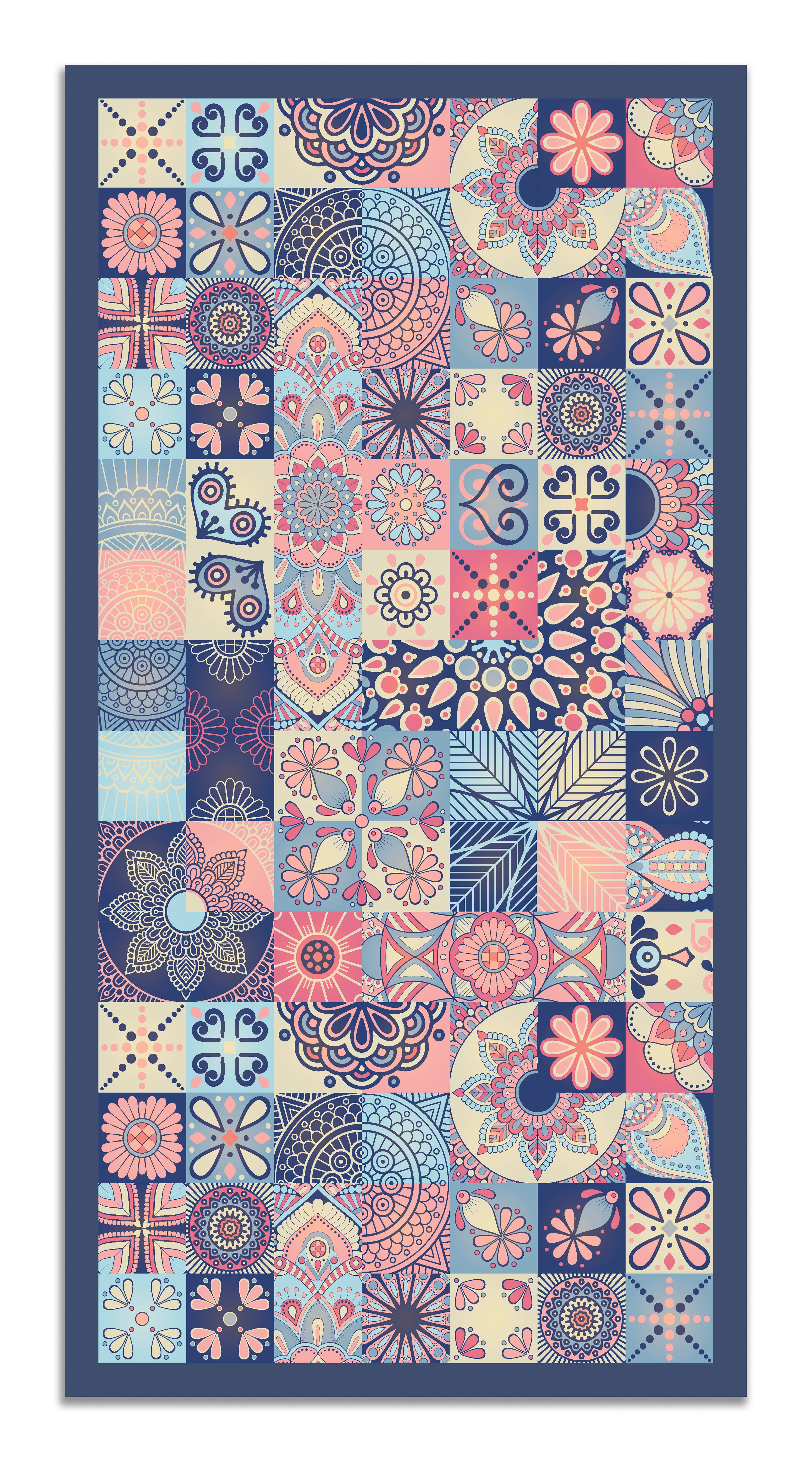 Panorama Tapis du Sol - Modèle Carreaux Ciments Cuisine Rose 120x170 cm ...