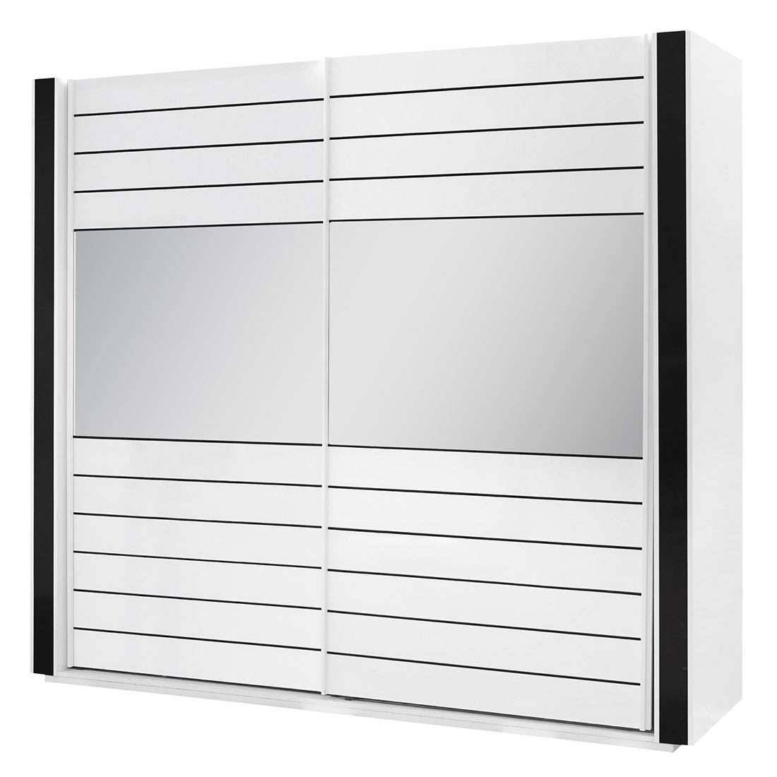 Armadio bianco e nero LINA – 220 x 225 x 68 cm con 2 grandi guardaroba ...