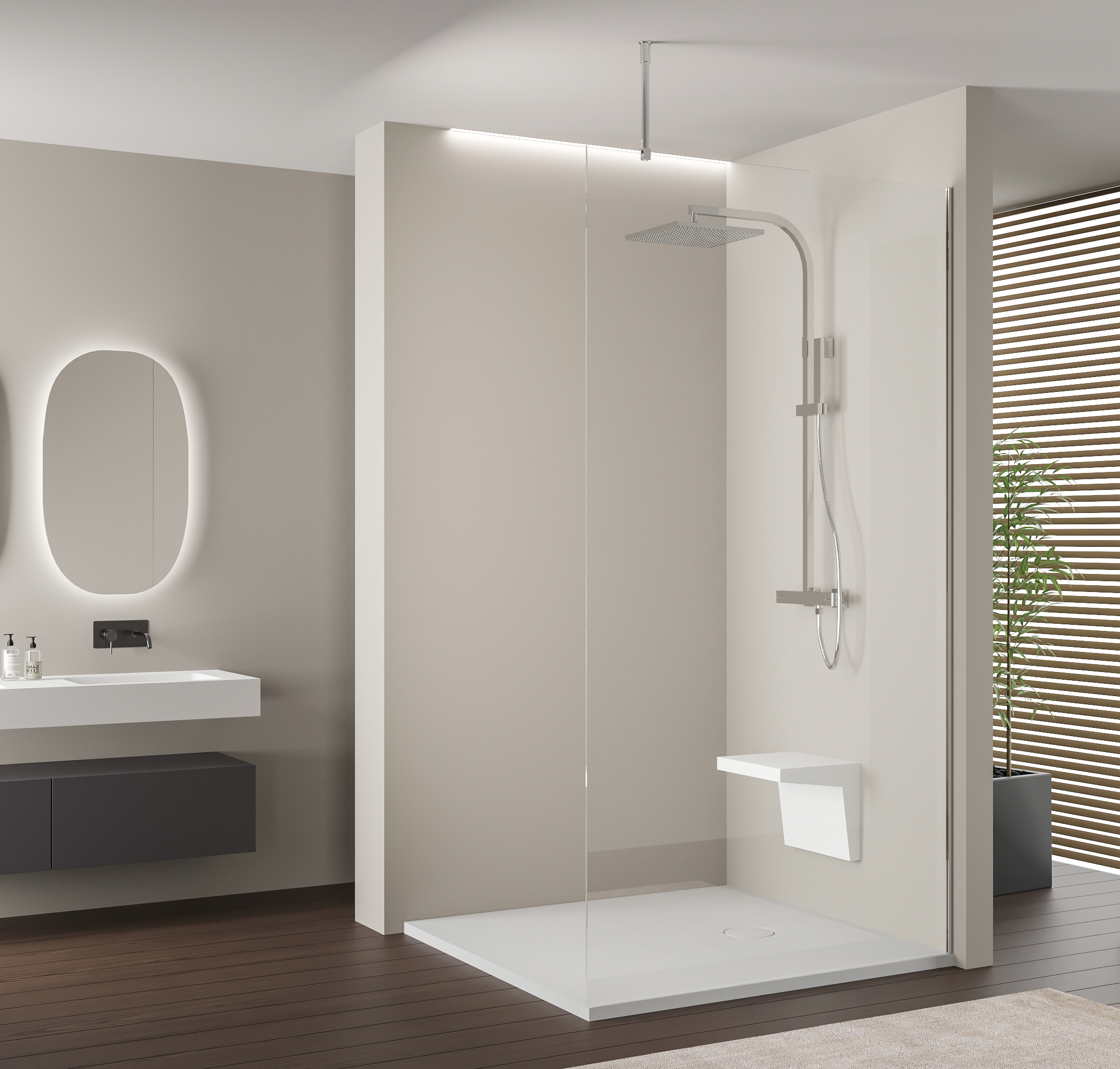 BERNSTEIN - Cabina de ducha italiana, Cristal templado 10mm perfil inox ...