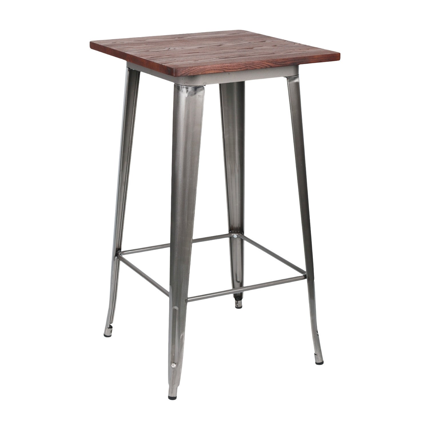 Table Haute Industrielle Carrée en Bois et Acier 60x60x105cm Thinia ...