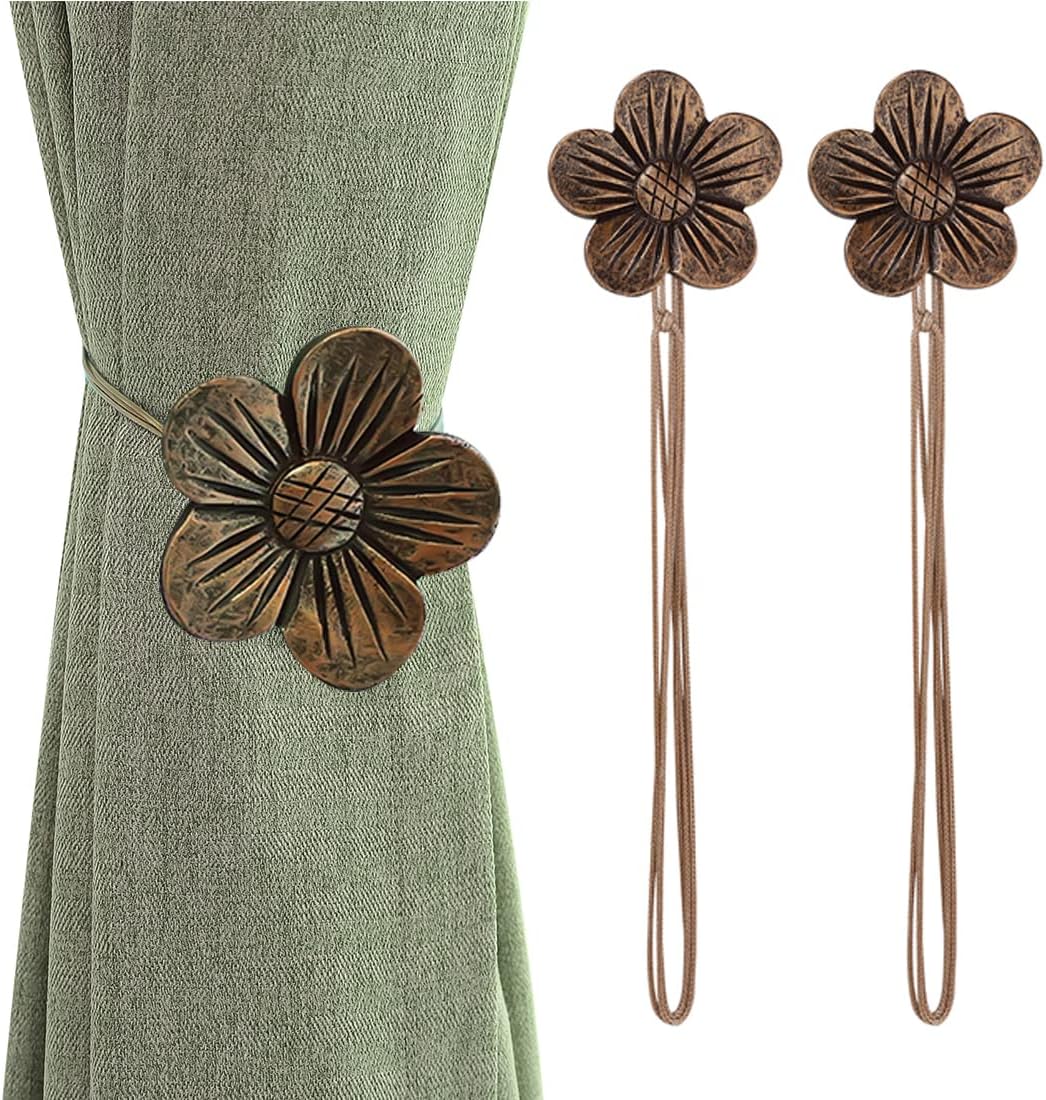 Embrasse de rideau magnétique vintage, 1 paire de rideaux à fleurs en ...