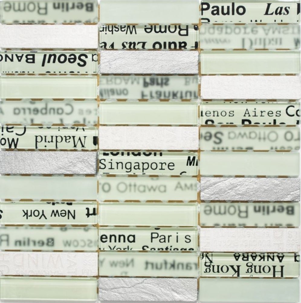 Mosaïque de verre rectangulaire mosaïque de pierre mix blanc ...