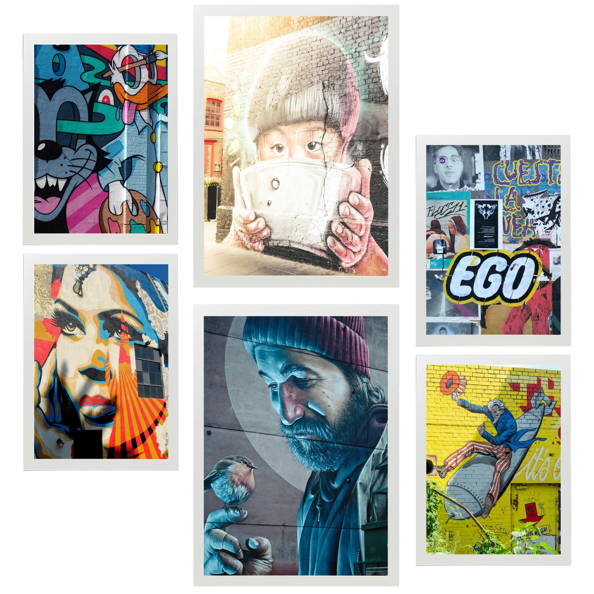 Nacnic Set De 6 Pósters Grafiti, Arte Callejero Colorido Stencil Marco ...