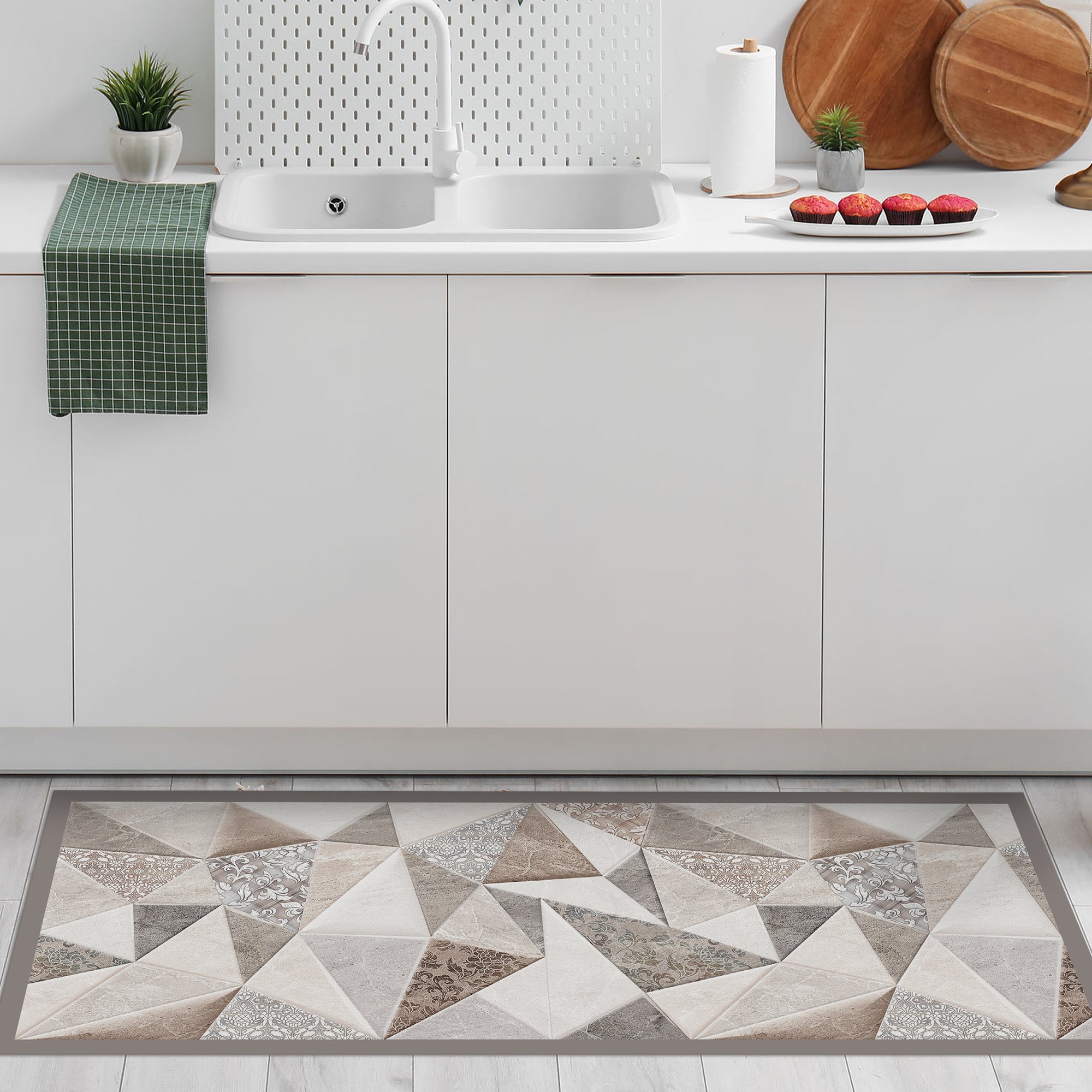 Tapetes de cocina de vinilo antideslizantes Piedras Florales 180x50 cm ...