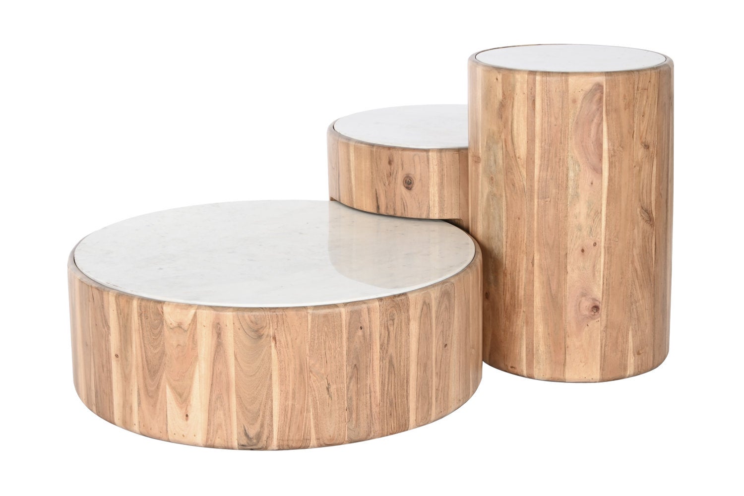 Table Centrale Set 3 Marbre Acacia 38,5X38,5X58,5 | Leroy Merlin