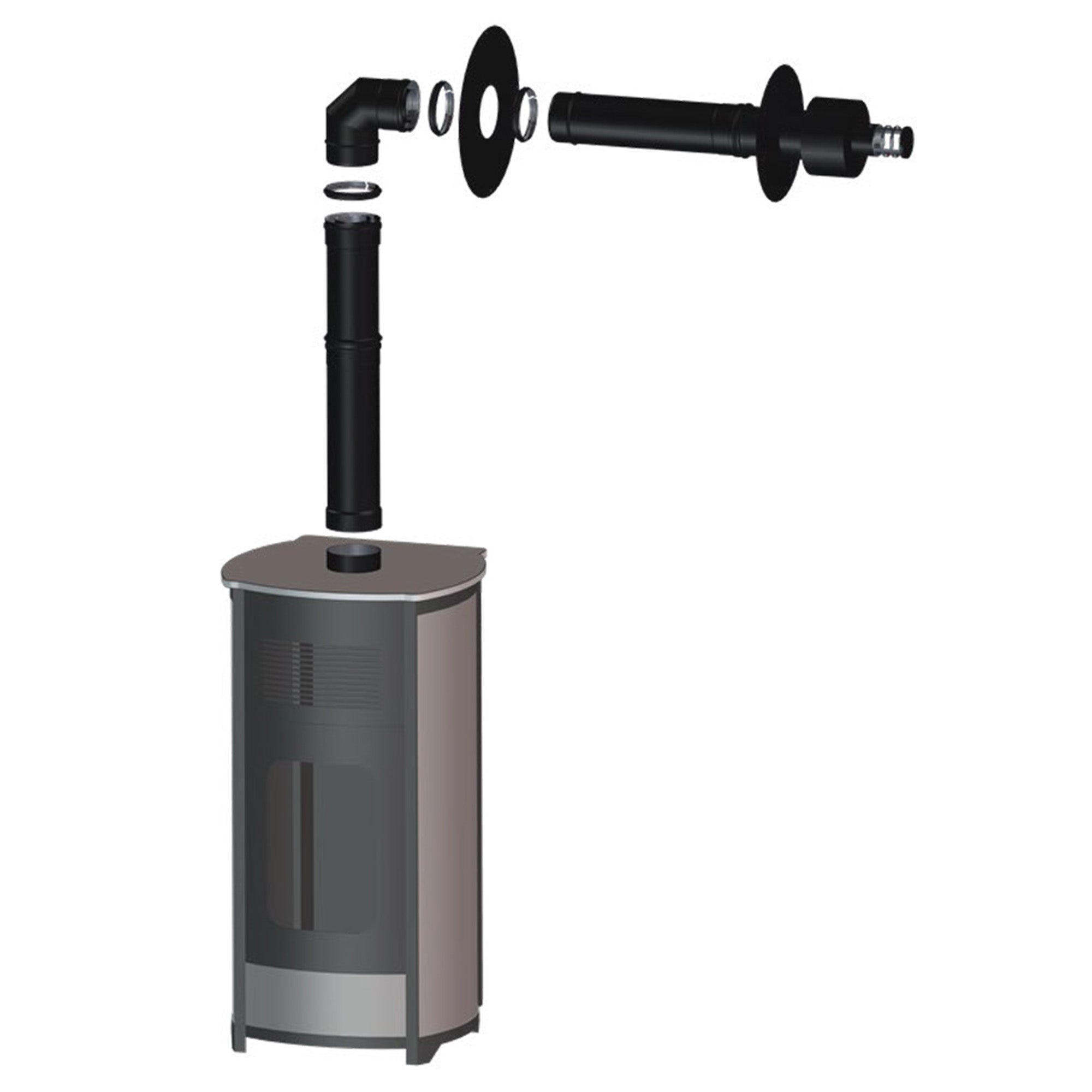 Kit Ventouse Universel D. 80/125 Complet (Sortie Façade) Poêle à ...