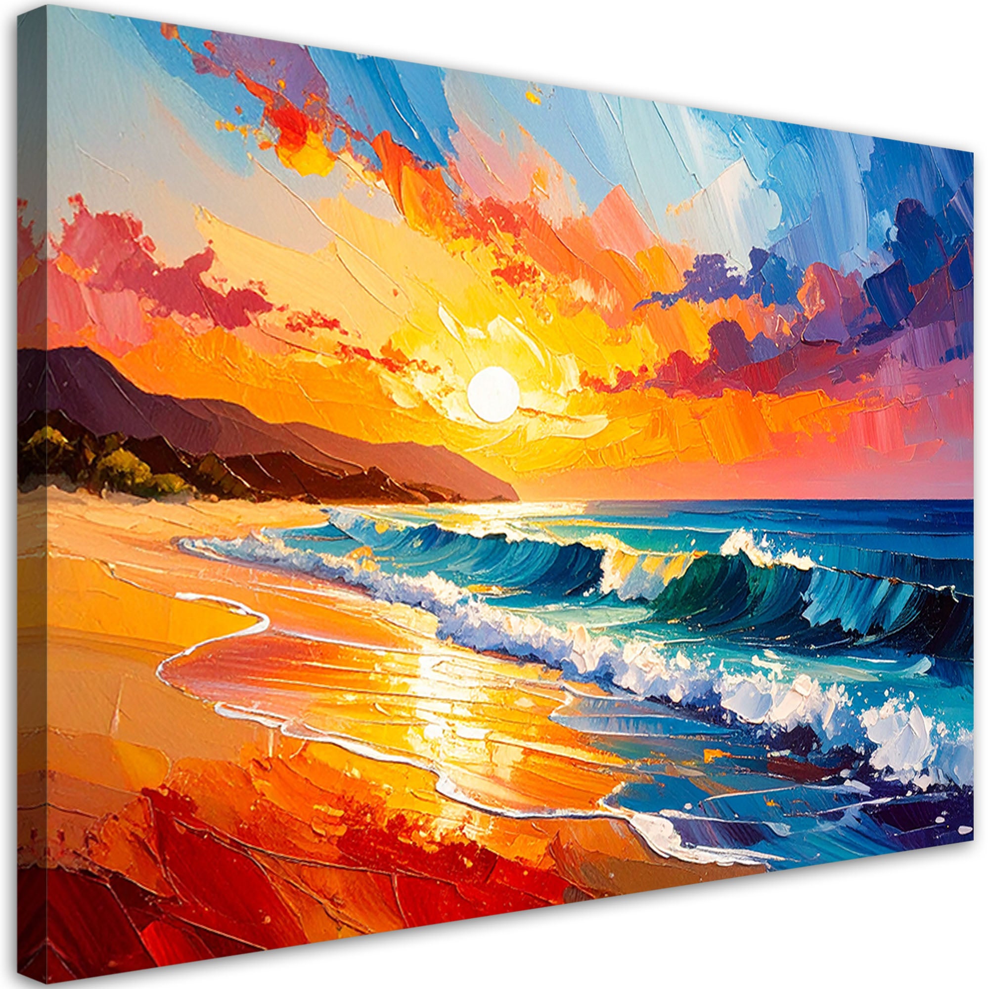 Tableau moderne pour salon Plage Mer Paysage comme peint 90x60 | Leroy ...