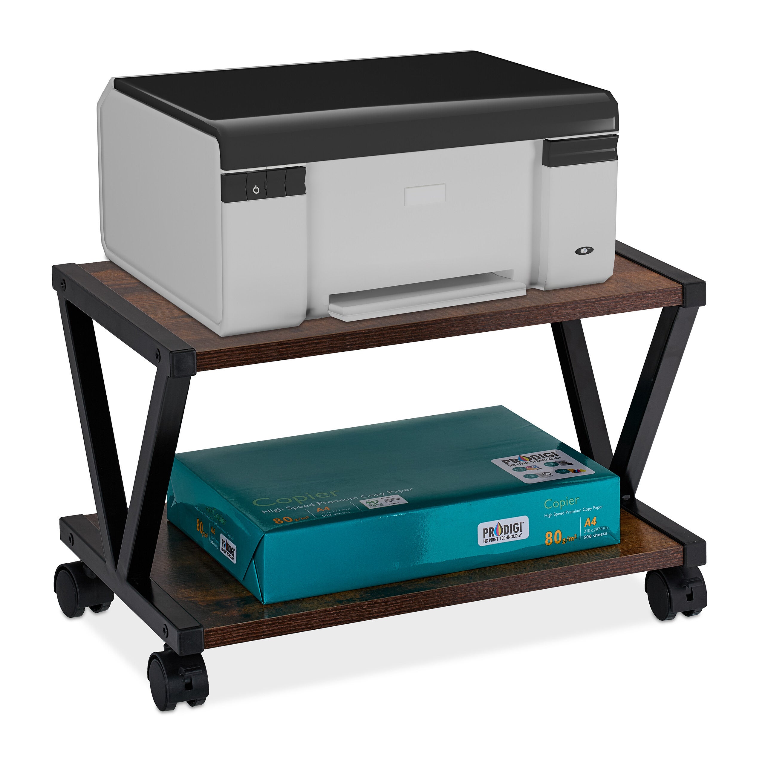 Soporte de Impresora, 2 Estantes, Carrito Móvil para Scanner, 28 x 44 x ...