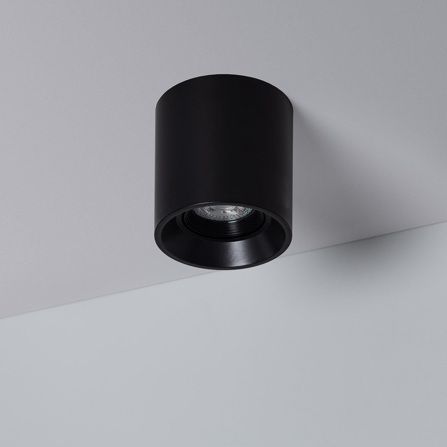 Ledkia Aplique de Techo Negro con Bombilla GU10 Space 6000K Blanco Frío ...